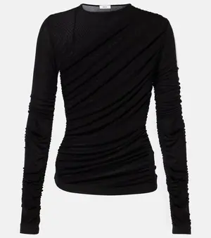AGOLDE Tania Ruched Jersey Top - Black