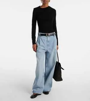 AGOLDE Tania Ruched Jersey Top - Black