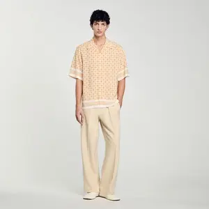 Sandro Square Cross Motif Flowing Shirt Fire