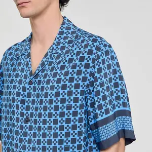 Sandro Square Cross Motif Flowing Shirt - Sky Blue