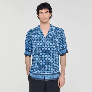 Sandro Square Cross Motif Flowing Shirt - Sky Blue