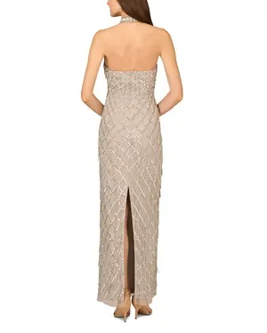 Aidan Mattox Beaded Halter Gown