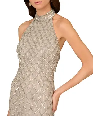Aidan Mattox Beaded Halter Gown