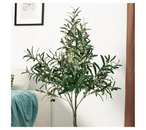 GLITZHOME 4ft Faux Olive Tree In Pot