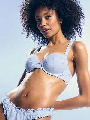 Pink By Frankies Bikinis Ryder Push Up Eyelet Bikini Top - Blue