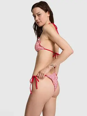 Pink By Frankies Bikinis Reign Thong Bikini Bottom - Print