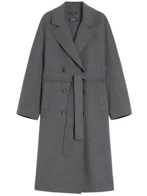 Max Mara Long Double-Breasted Pure Wool Coat - Grey