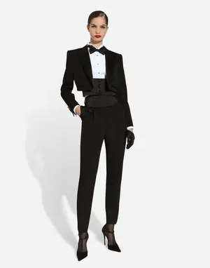 Dolce & Gabbana Wool Gabardine Spencer Tuxedo Jacket - Black