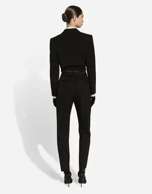 Dolce & Gabbana Wool Gabardine Spencer Tuxedo Jacket - Black