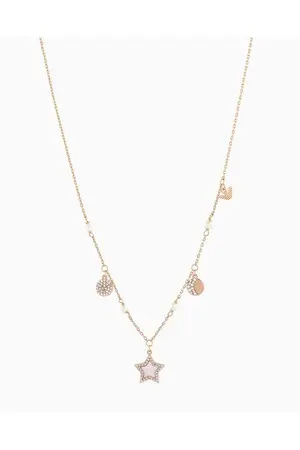 Emporio Armani Rose Gold-tone Station Necklace - Red