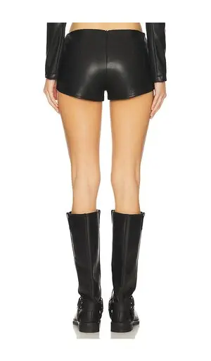 Superdown Faux Leather Studded Trim Shorts - Black