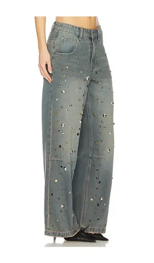 JADED LONDON Studded Colossus Wide Leg Jeans