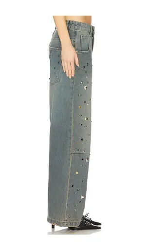 JADED LONDON Studded Colossus Wide Leg Jeans