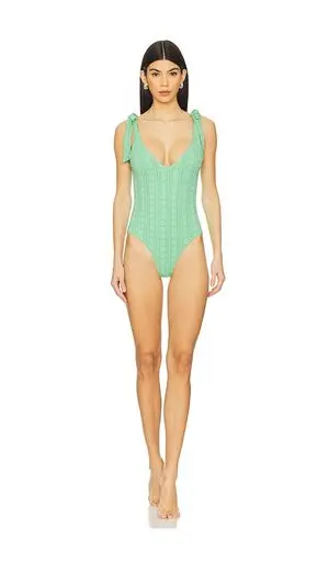 Beach Riot Alira One Piece - Sage Bloom Jacquard