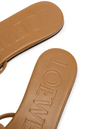 Loewe Anagram Petal Leather Sliders - Camel