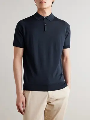 John Smedley Payton Slim-fit Wool Polo Shirt - Blue