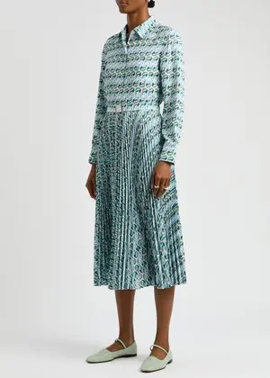 Tory Burch Printed Crepe Midi Shirt Dress