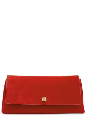 Khaite Audrey Suede Clutch - Red