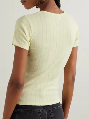 LESET Pointelle-knit Cotton T-shirt