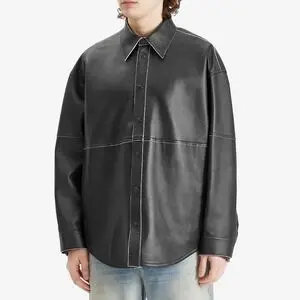Acne Studios Leather Overshirt - Black