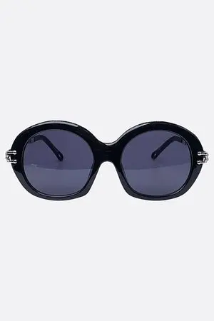 GIANT VINTAGE SUNGLASSES Giant Vintage Stripes Oval Sunglasses - Black