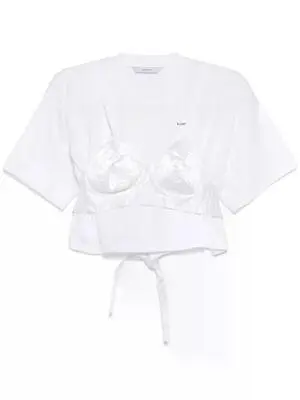 PUSHBUTTON Bra Point Cropped Top - White
