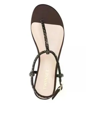 TWINSET Beaded T-bar Sandals