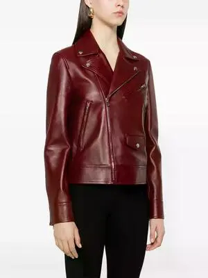 GOLDEN GOOSE Leather Biker Jacket - Red