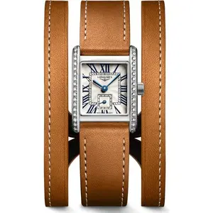 LONGINES Mini Dolcevita Leather Strap Watch - Silver