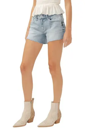 SILVER JEANS CO. Curvy Raw Hem Denim Boyfriend Shorts