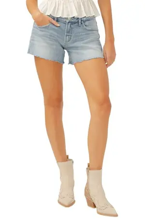 SILVER JEANS CO. Curvy Raw Hem Denim Boyfriend Shorts