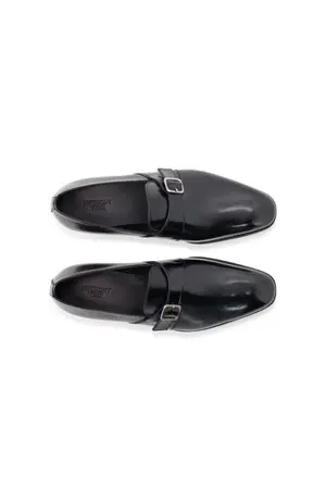 ANTHONY VEER Dunhill Single Monk Strap Loafers - Obisidian Black Leather