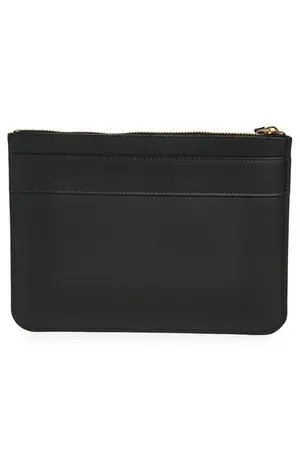 Comme Des Garçons S Big Bow Leather Zip Pouch - Black