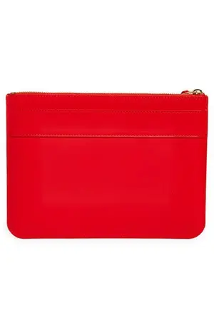 Comme Des Garçons Big Bow Leather Zip Pouch - Red