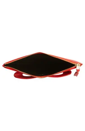 Comme Des Garçons Big Bow Leather Zip Pouch - Red