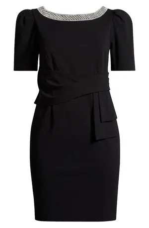 Alex Evenings Embellished Crepe Sheath Dress