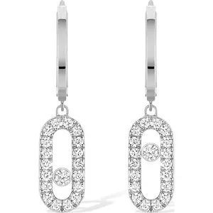 Messika Move Uno Mismatched Pavé Diamond Drop Earrings - White Gold