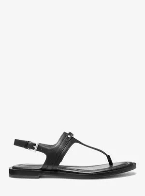Michael Kors Mandy Leather T-strap Sandal - Black