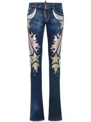 Dsquared2 Metallic-detailing Flared Jeans - Blue