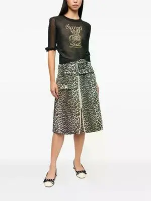 GANNI Logo-jacquard T-shirt - Black