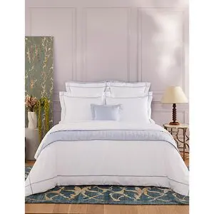 YVES DELORME Athena Bourdon-stitch Oxford Pima-cotton Pillow Case - Celeste