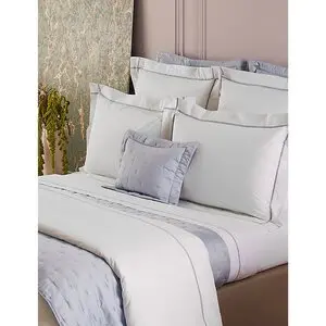 YVES DELORME Athena Bourdon-stitch Oxford Pima-cotton Pillow Case - Celeste