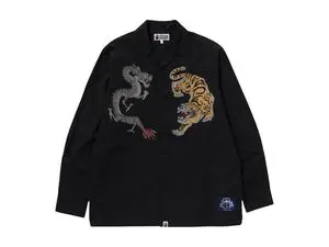 BAPE Japan Culture Tiger And Dragon Open Collar Shirt - Black