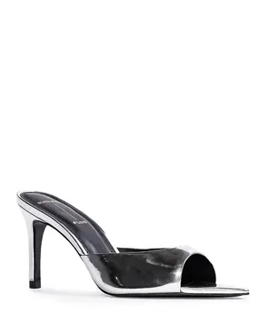 BLACK SUEDE STUDIO Brea Patent Leather High Heel Sandals - Silver
