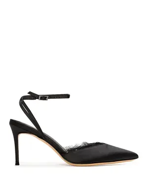 BLACK SUEDE STUDIO Lacey Ankle Strap Pumps - Black