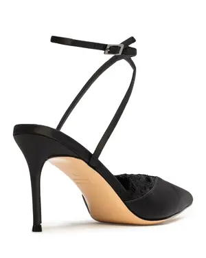 BLACK SUEDE STUDIO Lacey Ankle Strap Pumps - Black