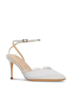 BLACK SUEDE STUDIO Lacey Ankle Strap Pumps White