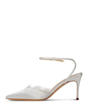 BLACK SUEDE STUDIO Lacey Ankle Strap Pumps - White