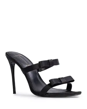 BLACK SUEDE STUDIO Satin High Heel Bow Sandals