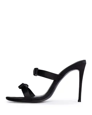 BLACK SUEDE STUDIO Satin High Heel Bow Sandals